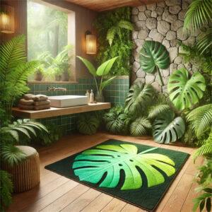 7 Leaf-Shaped Rug Ideas For Jungle-Themed Bathrooms